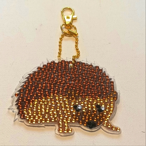 Accessories | Blingy Brown Gold Porcupine Keychain | Poshmark
